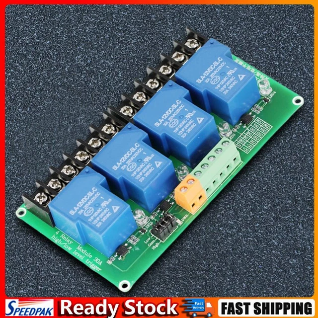 UK 4 CHANNEL Relay Module 30A 5V 12V 24V Relay Board for PLC Automation ...