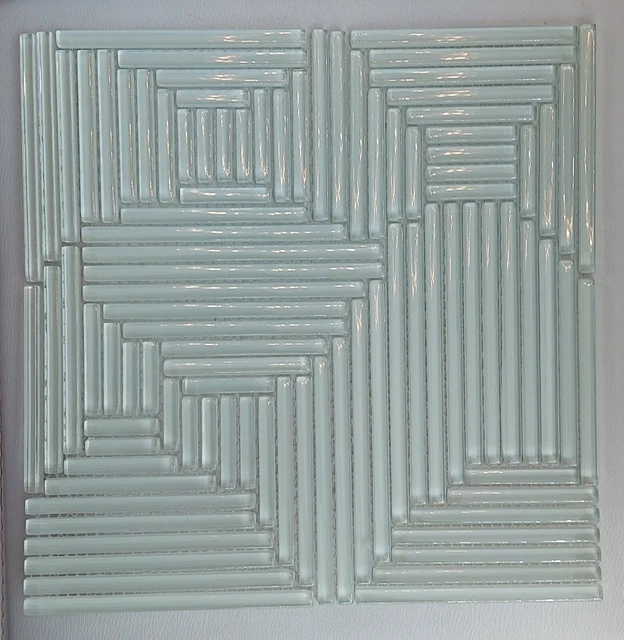 LIGHT OLIVE GEOMETRIC Glass Mosaic Tile | 1 sheet 300x300x8mm | 11 ...