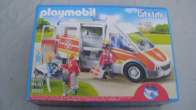 PLAYMOBIL CITY LIFE 6685 Krankenwagen mit Licht und Sound komplett in ...