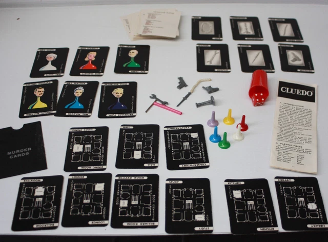 VINTAGE 1965 CLUEDO Board Game By Murfett spare parts weapons cards i25 ...