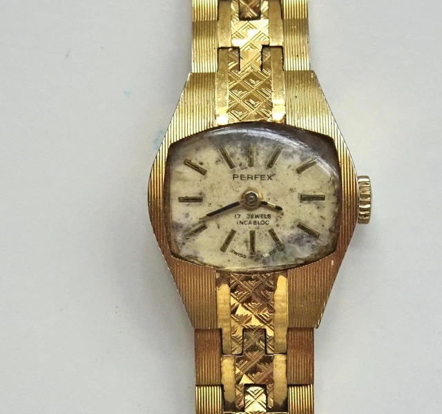 LADIES' VINTAGE PERFEX Swiss Made 17 Jewelled Hand Wind Watch £1.00 ...