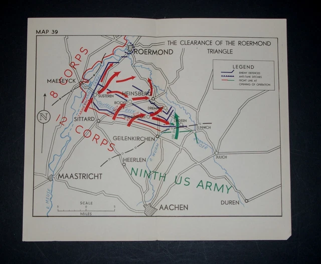 THE CLEARANCE OF THE ROERMOND TRIANGLE 15-28 January 1945, WW2 Map, US ...