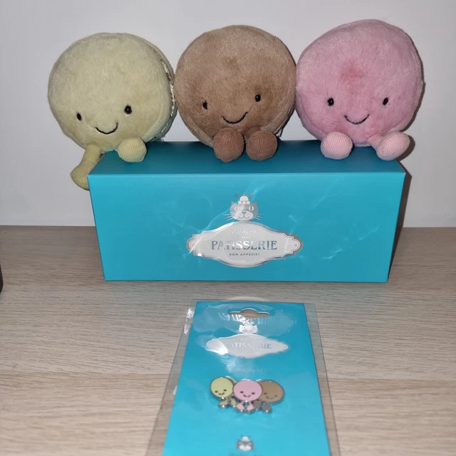 JELLYCAT MACARON PATISSERIE Set: Max, Mia, Mona Amusable Macarons (3x ...