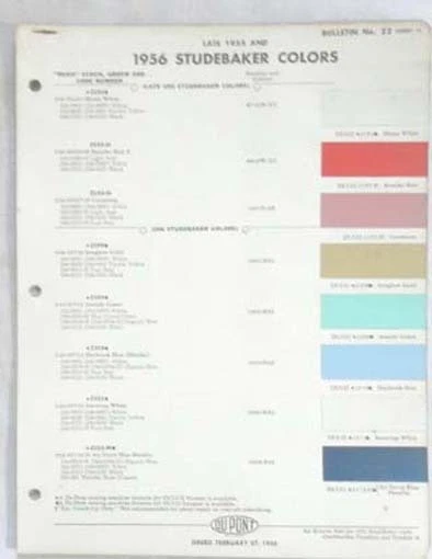 1959 STUDEBAKER PPG Color Paint Chip Chart All Models Original EUR 9,74 ...