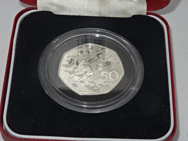 CASED ROYAL MINT 1944-1994 Silver Proof D-Day Commemorative Fifty Pence ...