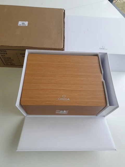 100% GENUINE OMEGA Triple Wooden Watch Box Complete With Inner Red ...