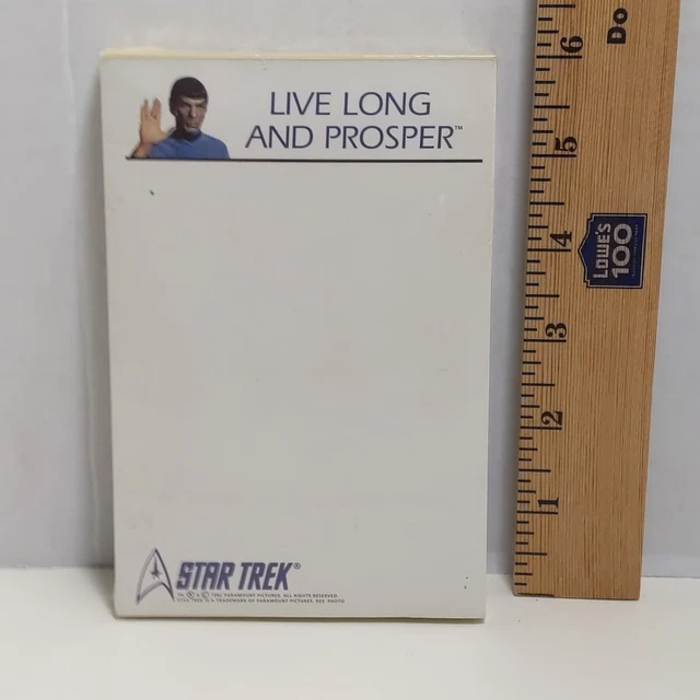 VINTAGE STAR TREK Memo Pad Spock Live Long And Prosper Hallmark Note ...