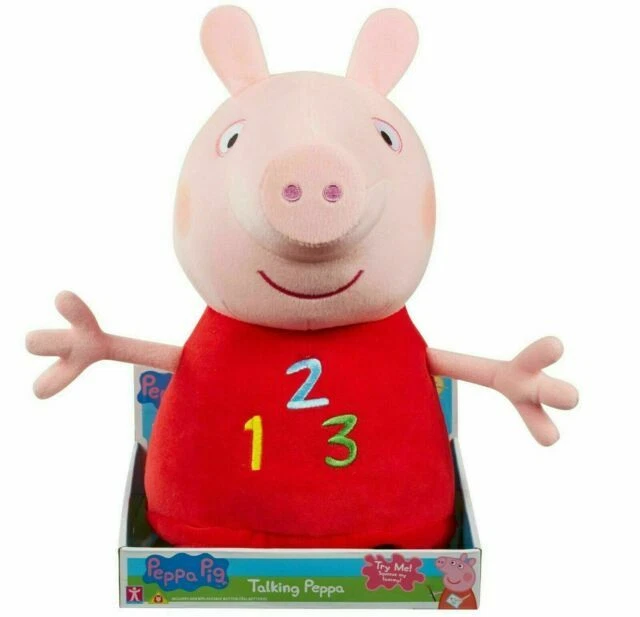 NEW TALKING 123 Peppa Pig 35cms (14 Inch) Soft Cuddly Plush With 4 Fun ...