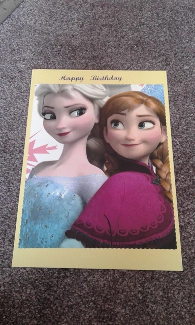 FROZEN ELSA AND Anna handmade birthday card A4 size Unique personalised ...