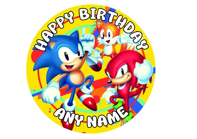 7.5& PERSONALISED SONIC Hedgehog Birthday Cake Topper Edible Icing/Rice ...