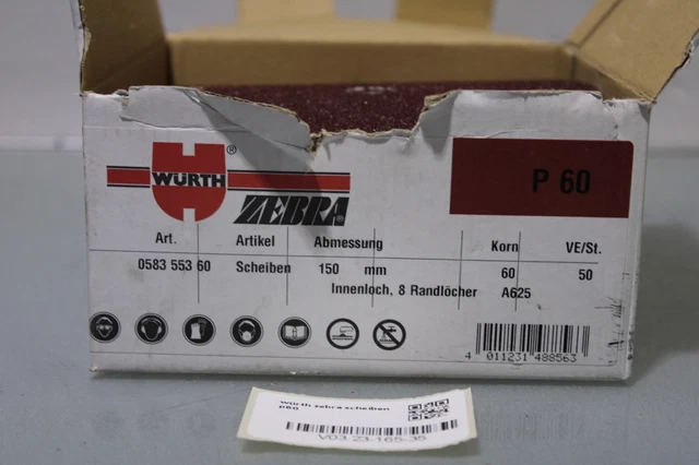 WÜRTH ZEBRA SCHLEIFSCHEIBEN 150mm 8 loch korn 60 EUR 40,00 - PicClick DE