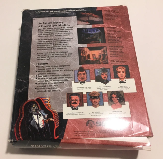 LAURA BOW THE Dagger of Amon Ra 1992 Big Box édition CD-Rom (Lire la ...