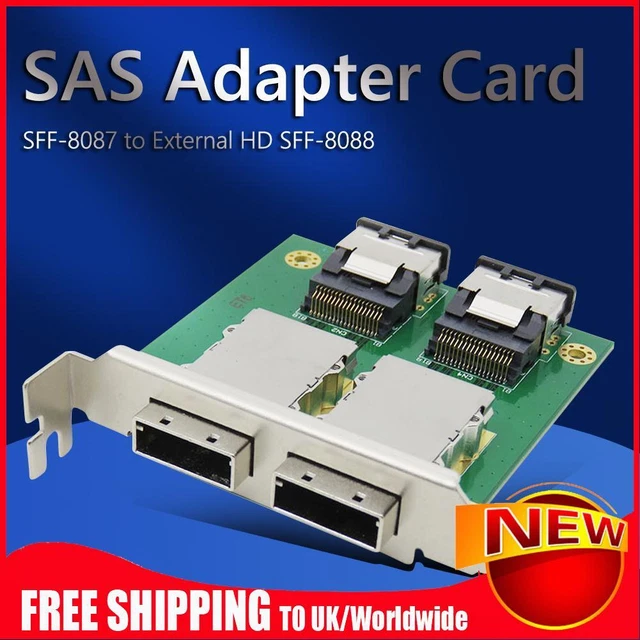 ADATTATORE PCI SAS da mini SAS interno SFF-8087 a esterno HD SFF-8088 ...