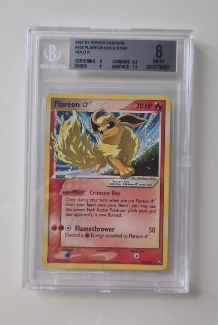 POKEMON FLAREON GOLD Star 100/108 Holo Swirl EX Power Keepers Goldstar ...