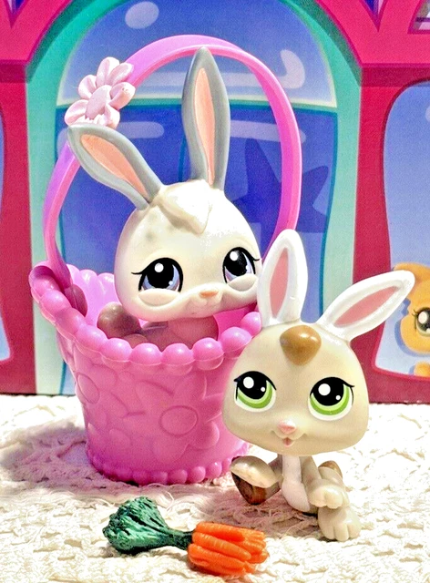 LITTLEST PET SHOP Authentic Bunny Rabbit Pair #1334 & #18 & Accessories ...
