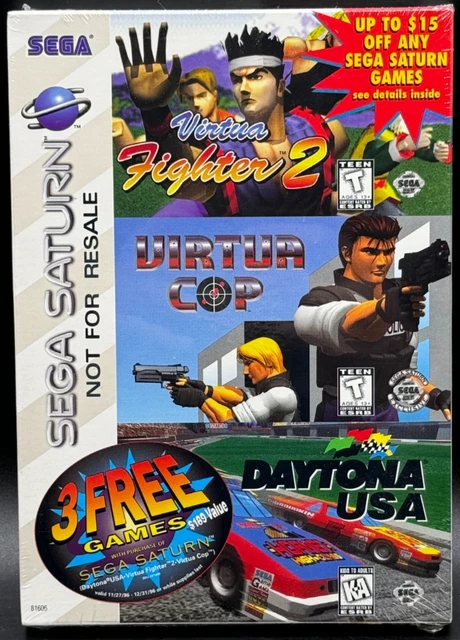 SEGA SATURN 3 Game Pack Virtua Cop Virtua Fighter 2 Daytona USA Sealed ...