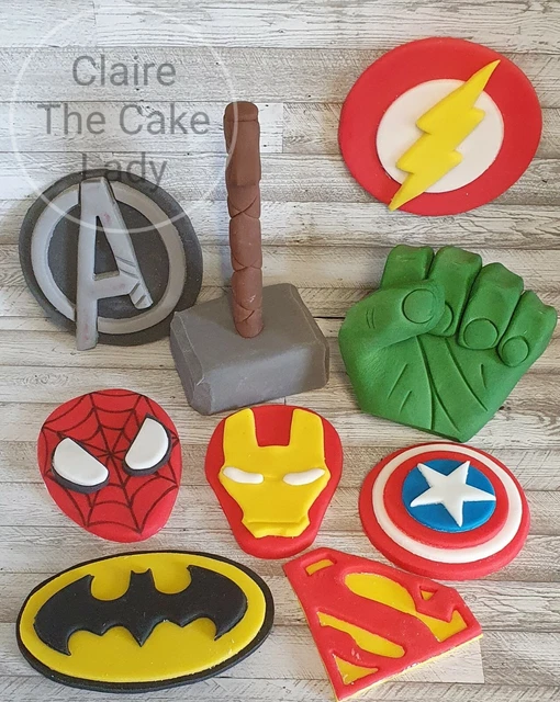HANDMADE EDIBLE SUPERHERO Avengers Marvel unofficial cake topper set £ ...