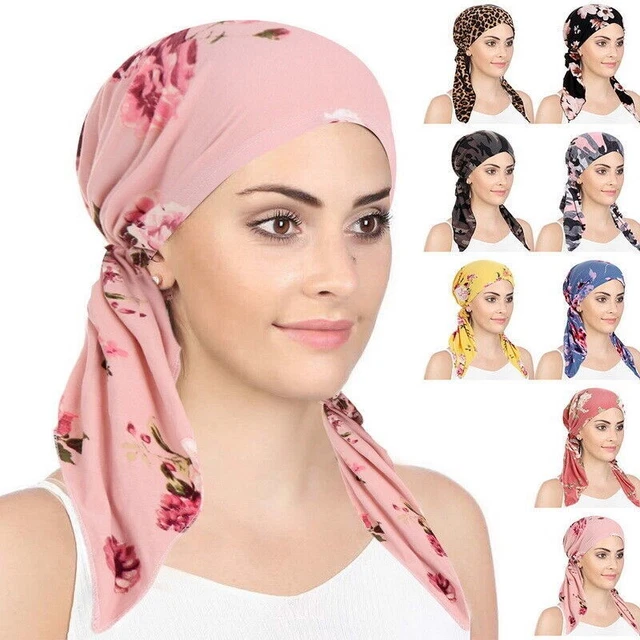 WOMEN CANCER HEAD Scarf Chemo Hair Loss Hat Turban Pre-Tied Headwear ...