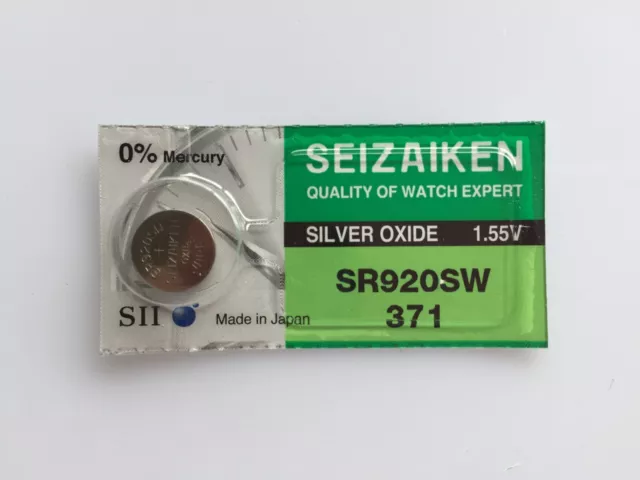 1X SEIZAIKEN SR920SW 371 Silver Oxide Watch Battery made in Japan By ...