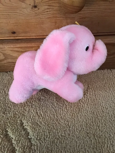 VINTAGE PINK & White Elephant Made In Korea Soft Plush Toy 7" £19.99 ...