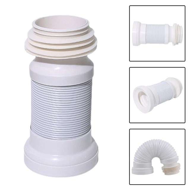 WHITE PVC FLEXIBLE WC Pan Connector Flexi Toilet Waste 250mm-500mm New ...