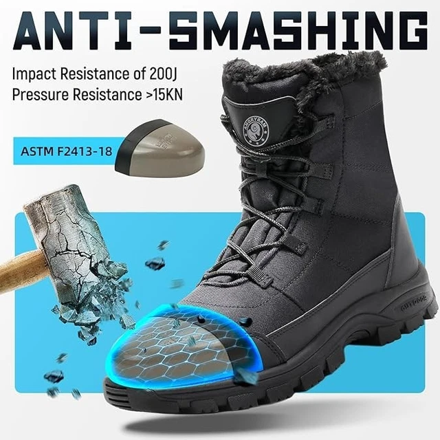 ANGRYRAM MEN'S SAFETY Work Boots Steel Toe Cap Warm Lined - Size 10.5 £ ...