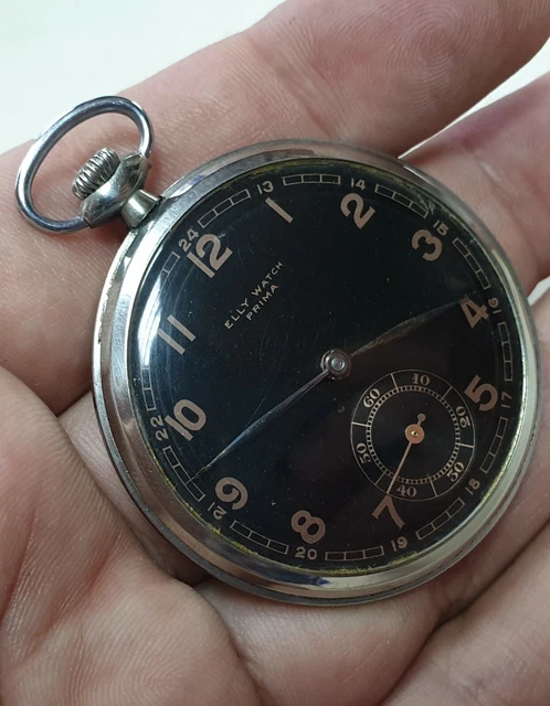 VINTAGE ELLY WATCH Prima Military Style Pocket Watch £50.00 - PicClick UK