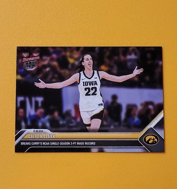 CAITLIN CLARK 2023-24 Bowman U Now #63 - Breaks Curry's NCAA 3 punti ...