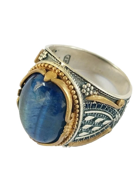 BAGUE CHEVALIÈRE HOMME Ancienne En Argent Massif 925 Bronze Avec Pierre ...