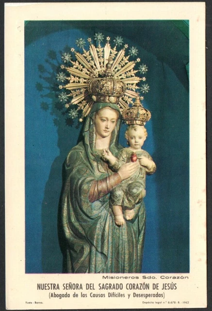 HOLY CARD DE la Virgin del Sagrado Corazon estampa santino image pieuse ...