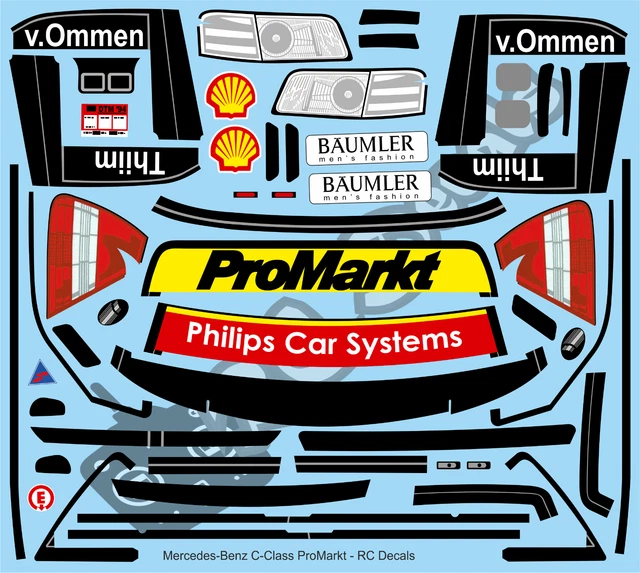1/10 TOURING CAR Decal Set Mercedes C-Class DTM ProMarkt 1994 -Tamiya ...