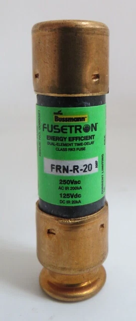 BUSSMANN FUSETRON FRN-R-20 250Vac Dual-Element Time-Delay Class Rk5 ...