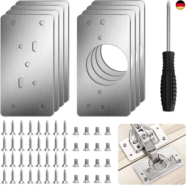 SCHARNIER REPARATURPLATTE 8 St¨¹ck Edelstahl Schrankscharniere Reparaturplatte, EUR 16,40 ...