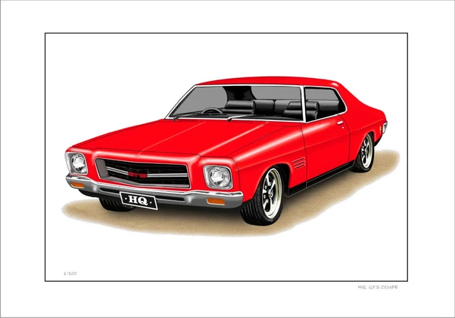 HOLDEN HQ GTS Monaro Coupe Limited Edition Car Drawing Print ( 9 Car ...