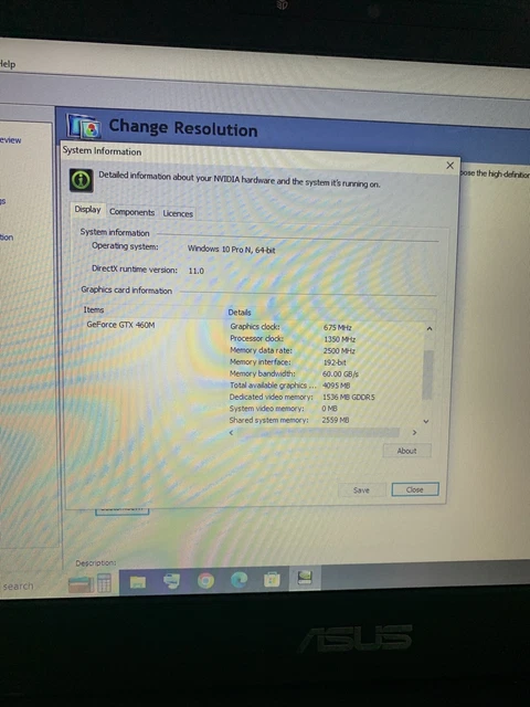 ASUS G73SW G73JW G73S G53S nVidia 1.5GB DDR5 GTX 460M Graphics Card ...