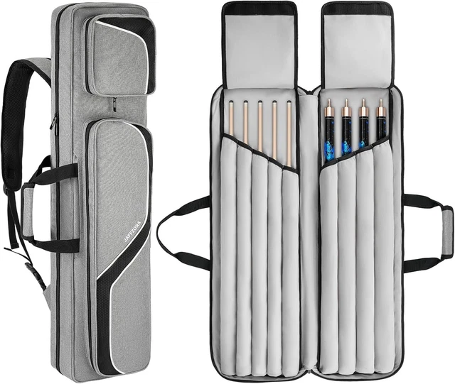 POOL CUE CASE 2x2, Pool Stick Carrying Case Holds 2 Butts and 2 Shafts ...