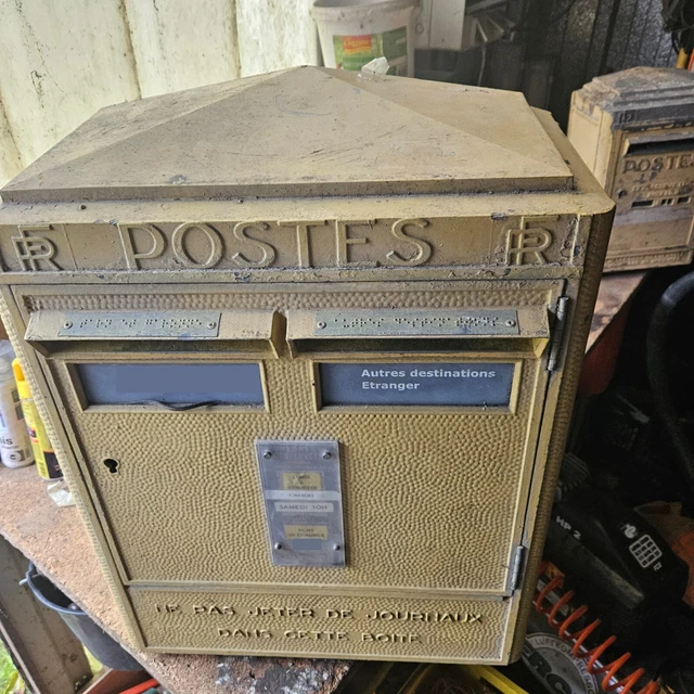 ANCIENNE BOITE AUX lettres jaune réformée la poste grand format bon ...