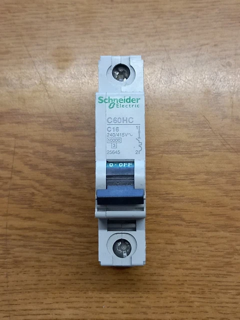 SCHNEIDER ELECTRIC C60HC116 16A Type C MCB C16 Used 25645 £5.50 ...
