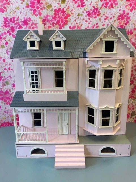 PINK LARGE DOLL house with opening roof, furniture and exchangeable ...