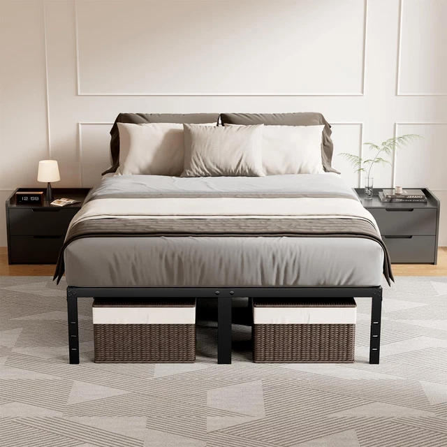 WARMIEHOMY DOUBLE BED Frame, 36CM Metal Frame with Double(135*190 ...