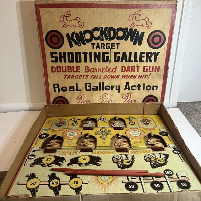 RARE VINTAGE 1950'S Marx Knockdown Target Shooting Gallery Game Tin ...