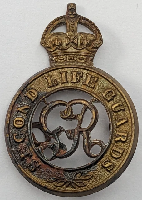 BRITISH ARMY; SECOND Life Guards Brass Cap Badge, Lug Fitting, Kings ...
