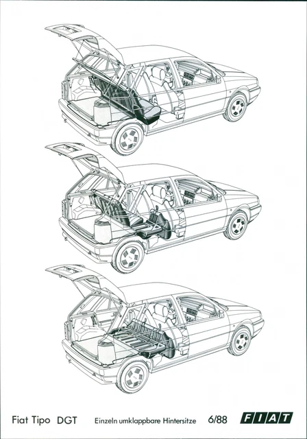 TECHNICAL DRAWING OF 1988 Fiat Tipo DGT - Vintage Photograph 3270885 £9 ...