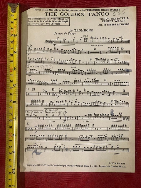 SPARTITI VINTAGE &&THE Golden Tango"" per 1° trombone REF00062 EUR 17 ...