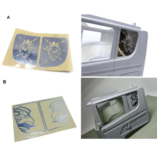 METAL SIDE REAR Window Sticker Chrome Decal for Tamiya 1/14 Scania RC ...