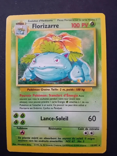CARTE POKÉMON FLORIZARRE 15/102 EDITION 2 ED2 Set de Base VF FR EUR 1 ...