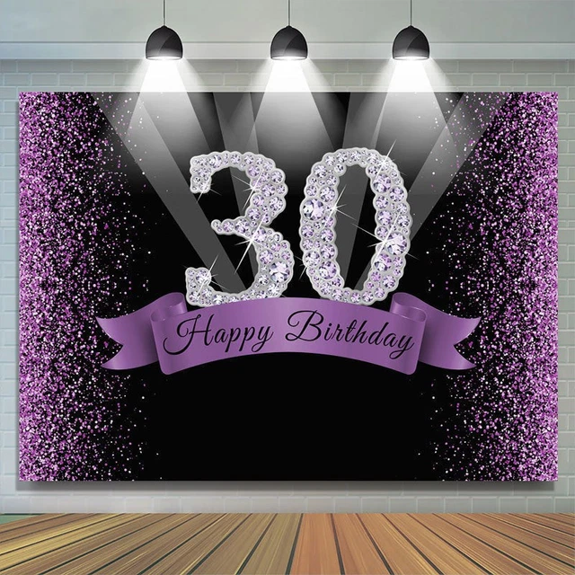 BLACK AND PURPLE Bokeh Diamond 30th Birthday Backdrop $37.87 - PicClick AU