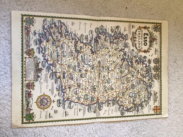 VINTAGE ESSO PICTORIAL Plan of Ireland 1933 Road Map £30.00 - PicClick UK