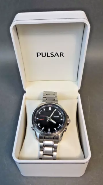 PULSAR DUO DISPLAY Analogue & Digital Quartz Stainless Steel Boxed ...