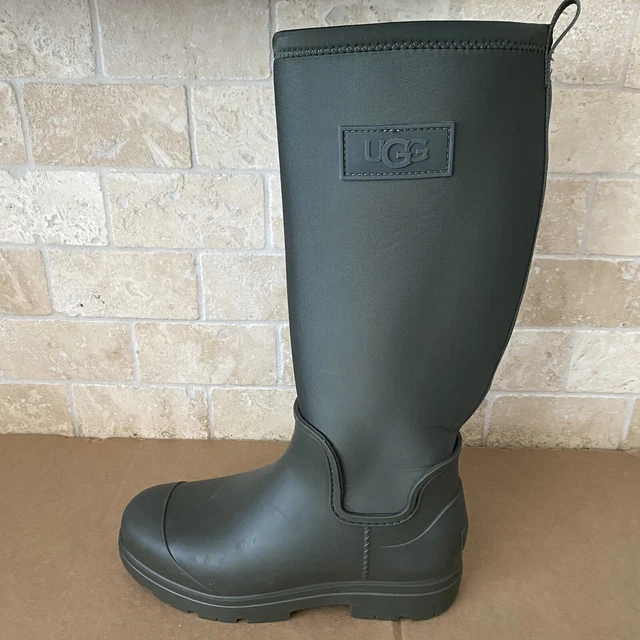 UGG DROPLET TALL Night Forest Green Wp Rubber Fur Insole Rain Boots 9 ...